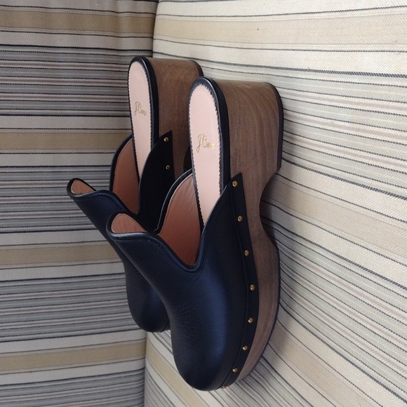 J. Crew | Shoes | J Crew Black Leather Clogs 75 | Poshmark